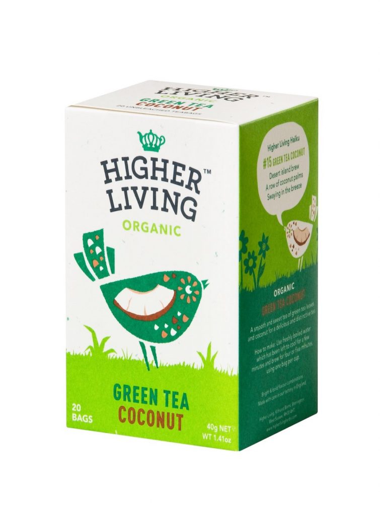 Higher Living Green Tea Coconut 20 Bags - Clarges Trading